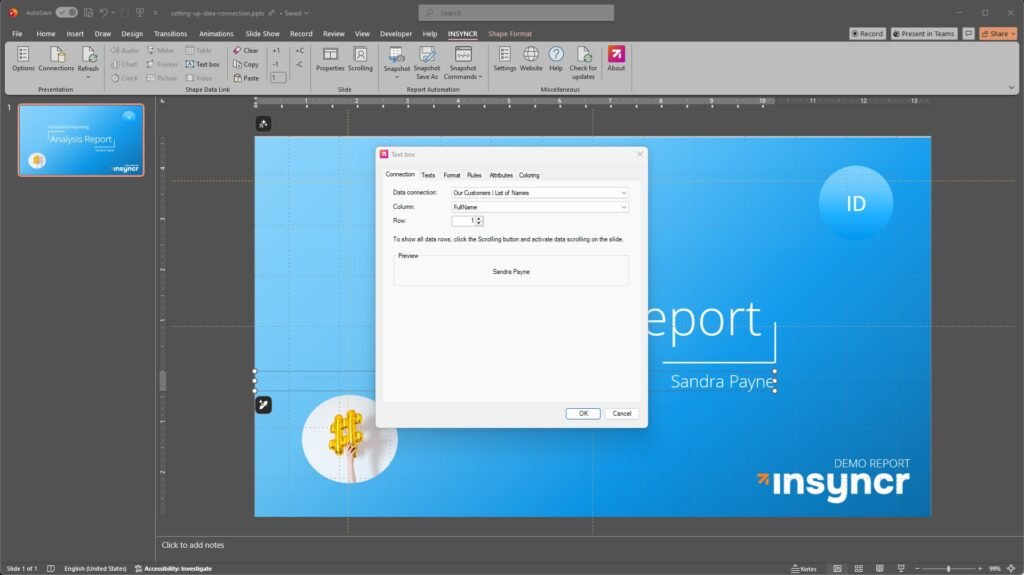 How to Link Data to PowerPoint Text Boxes with INSYNCR